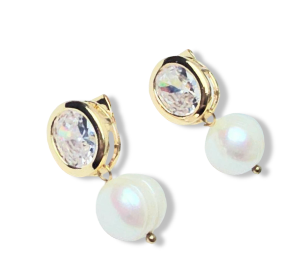 ARETE PERLA BARROCA Y CRISTAL DORADO – LaPerlaJoyerias